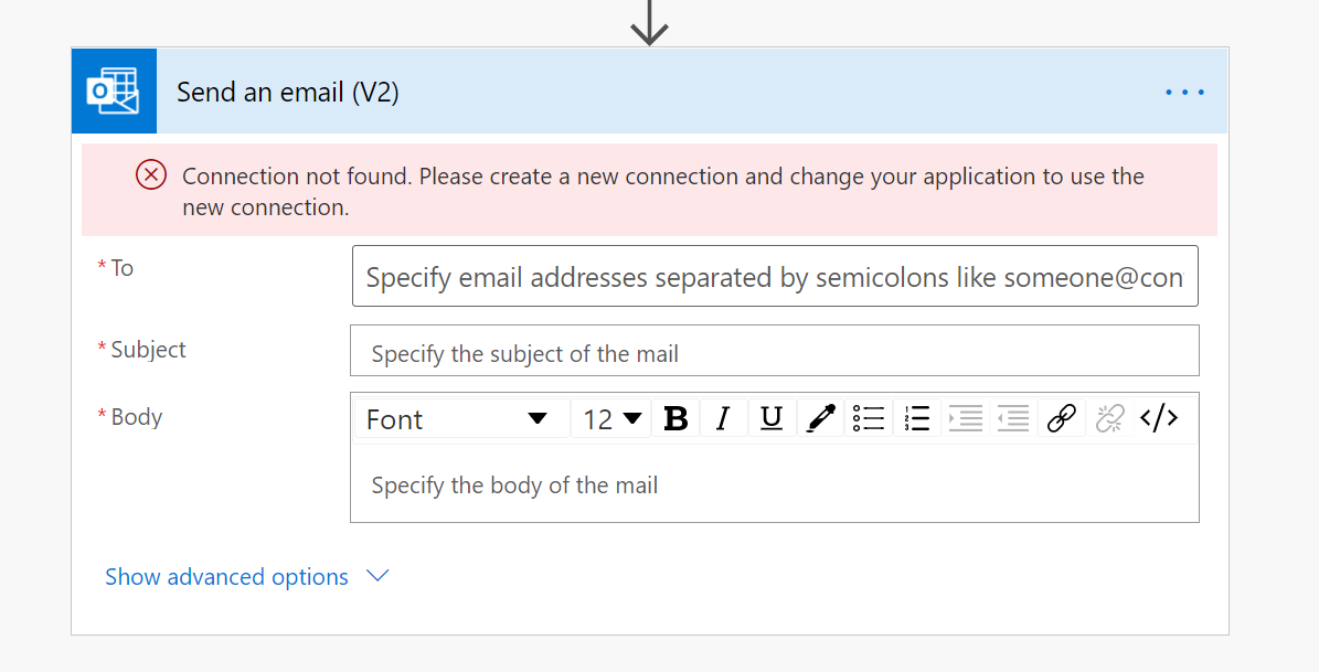 Invalid Template Power Automate